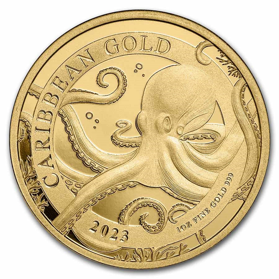 1 oz Gold - Caribbean Octopus Barbados 2023 BU – Marc Gebauer
